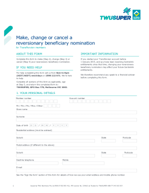 Fillable Online Reversionary beneficiary nomination form - Brighter ...