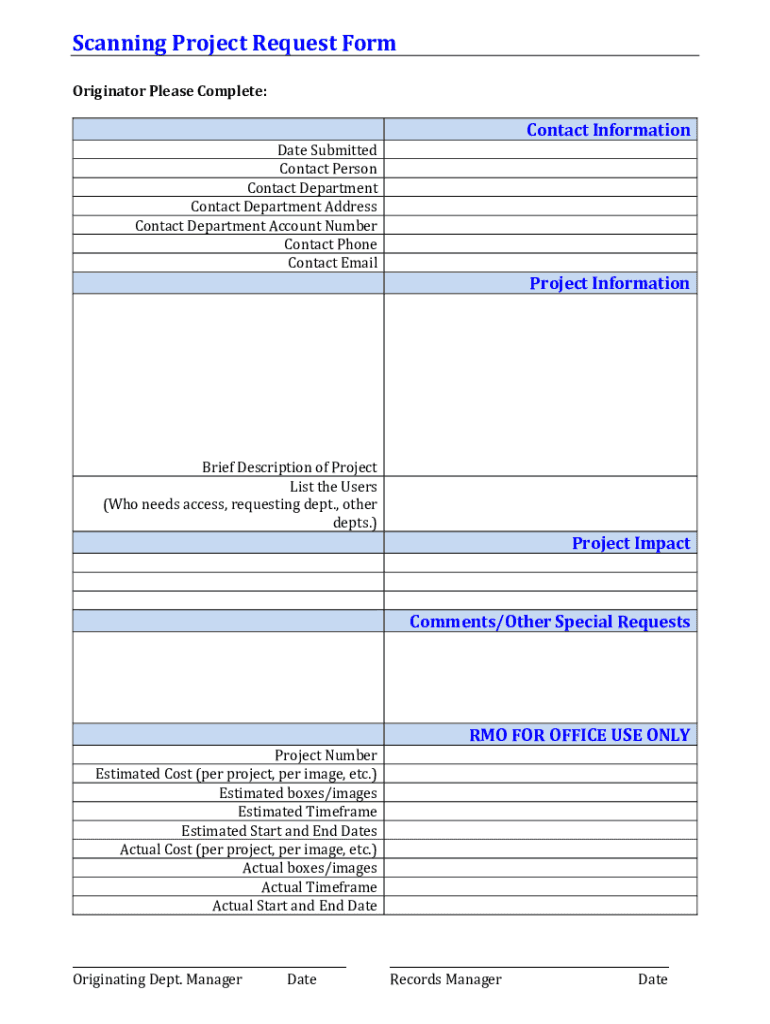 Fillable Online rmo utk PROJECT REQUEST FORM - Shared Services Fax ...