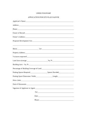 SITE PLAN/SUBDIVISION/VARIANCE APPLICATION Doc Template | pdfFiller