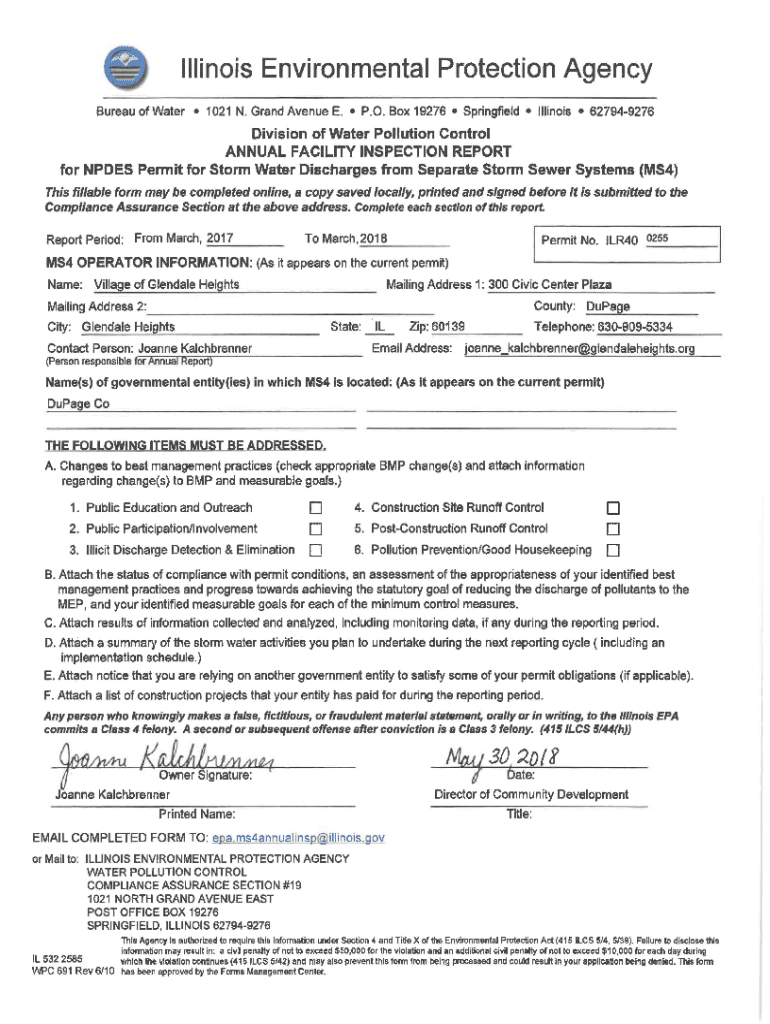 Fillable Online ANNUAL FACILITY INSPECTION REPORT - Village of Crete Fax Email Print - pdfFiller