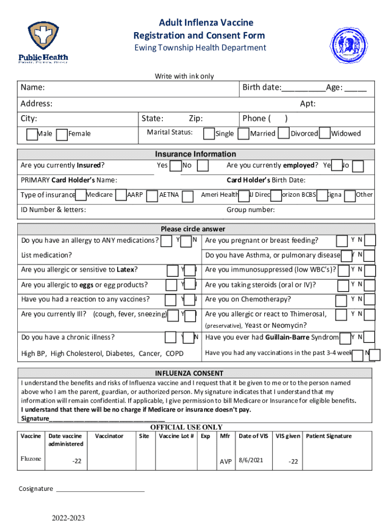 Fillable Online UPDATED* Free Flu Vaccination Clinic Information and ...