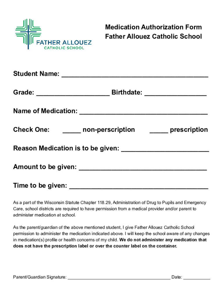 Fillable Online MEDICATION AUTHORIZATION AND PERMISSION FORM Fax Email ...