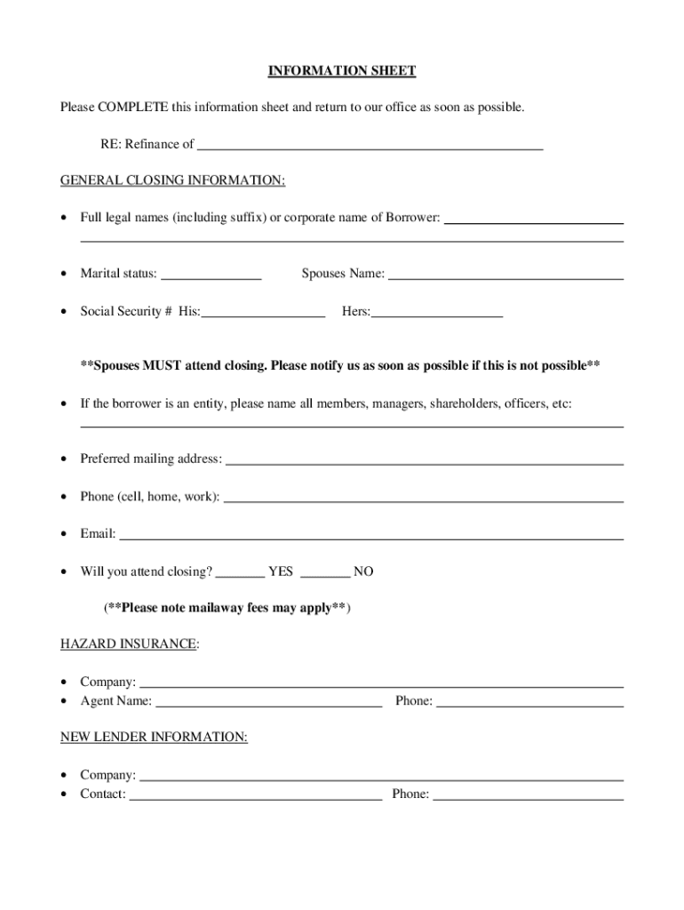 Fillable Online information sheet - Anthony Privette Fax Email Print ...