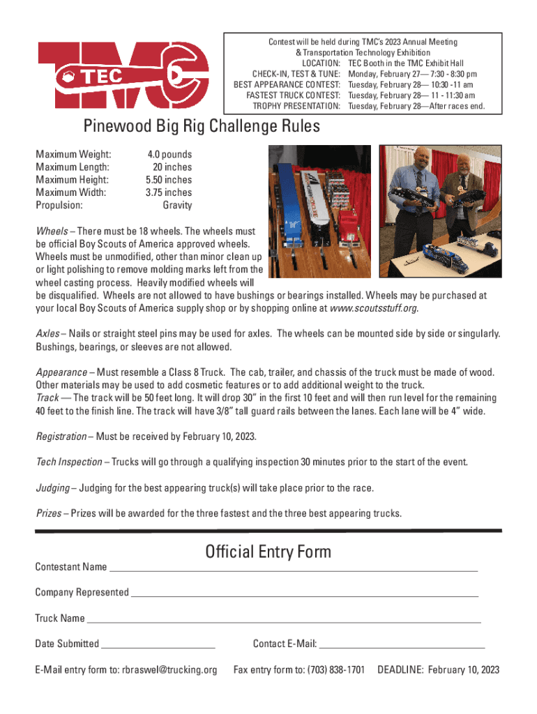 Fillable Online Local trucker to compete in Big Rig Challenge Fax Email ...