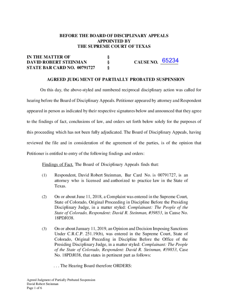 Fillable Online BEFORE THE BOARD OF DISCIPLINARY APPEALS APPOINTED ...