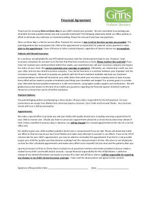 Fillable Online Financial Agreement - Grins on Green Bay Fax Email ...