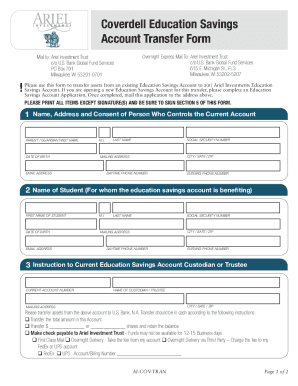 Fillable Online Coverdell Education Savings Account Request for ...