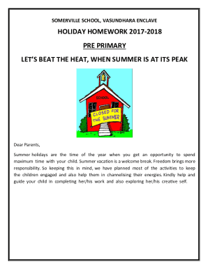 Fillable Online Summer Holiday Homework for Pre Primary Fax Email Print ...