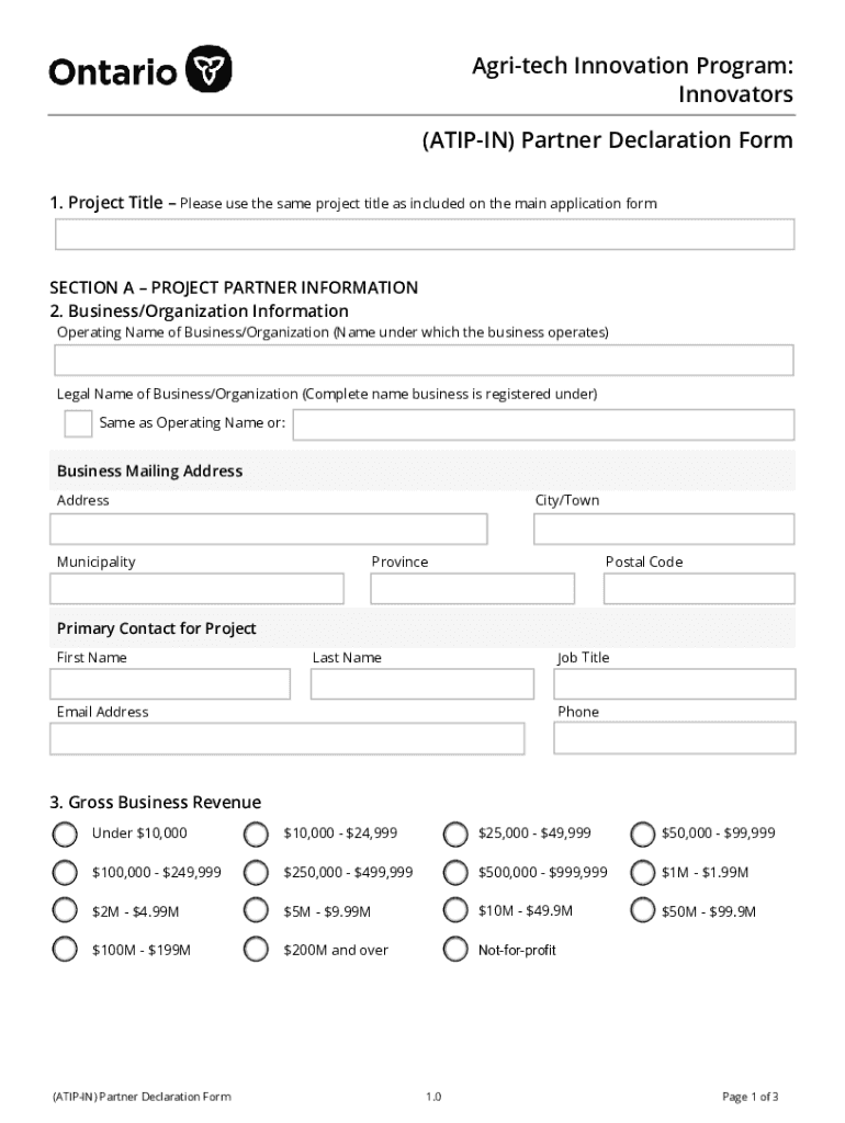 Fillable Online (ATIP-IN) Partner Declaration Form. (ATIP-IN) Partner ...