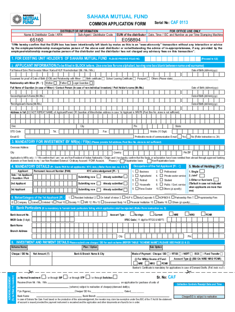 Fillable Online Sahara Application Form - Fill and Sign Printable ...