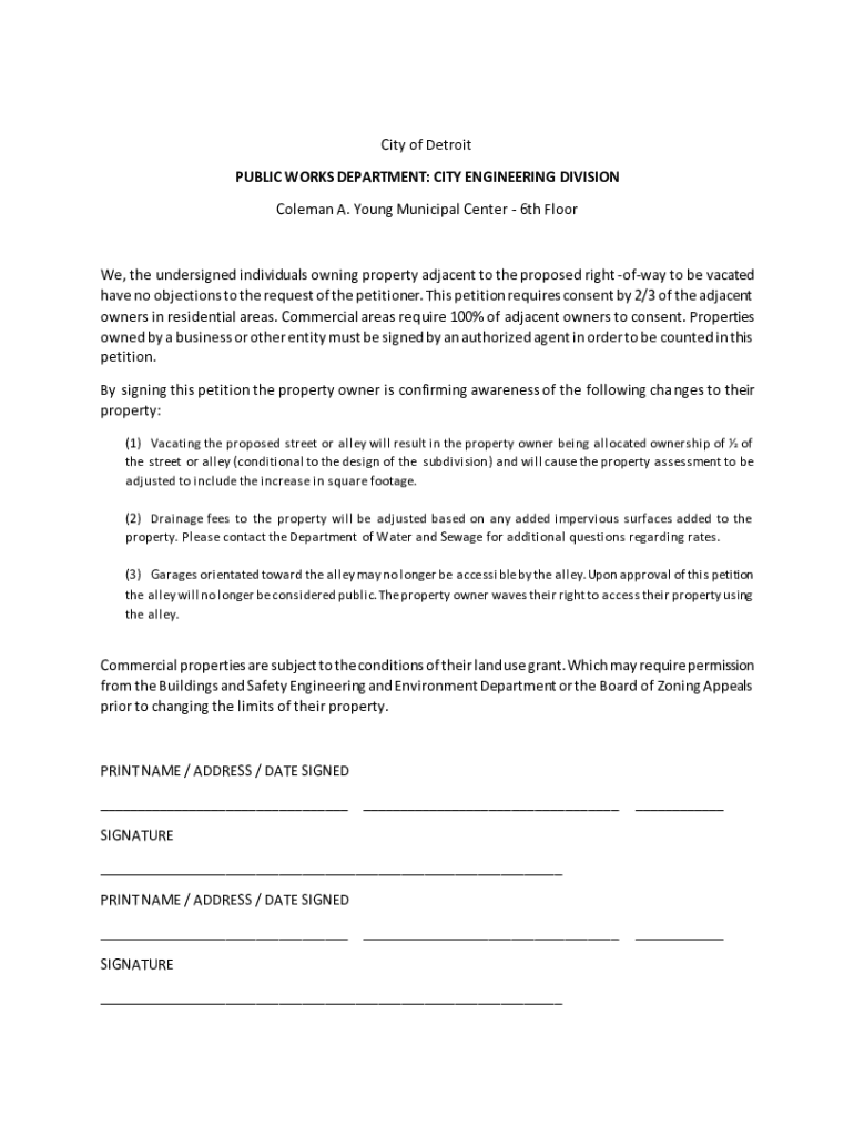 Fillable Online Department of Public Works - City Engineering - Permits ...