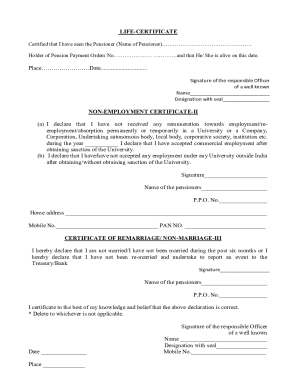 Fillable Online certificate to be submitted by the pensioners life ...