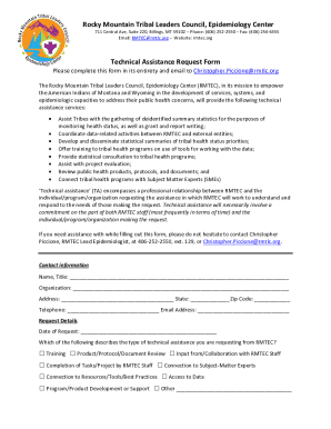 Fillable Online Technical Assistance Request Form - Rocky Mountain ...