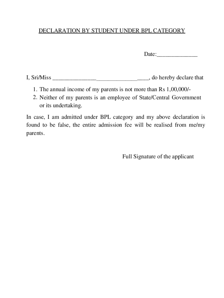 Fillable Online SELF DECLARATION OF FAMILY INCOME I - e-District Delhi ...