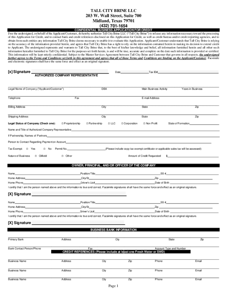 Fillable Online Tall City Brine - Management Service in Midland, Texas - Manta Fax Email Print ...