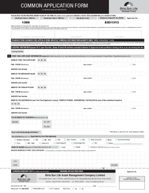 Fillable Online NFO APPLICATION FORM Aditya Birla Sun Life Overnight Fund Fax Email Print ...