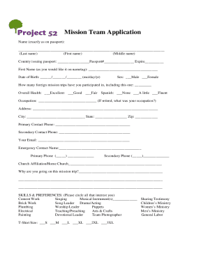 Fillable Online Mission Application - Edgewater Christian Fellowship ...