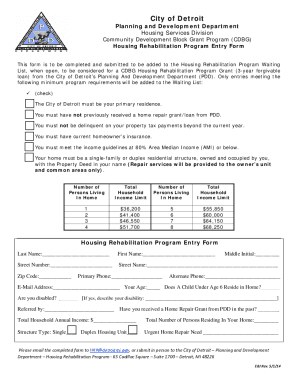 Fillable Online Housing Rehabilitation Program Entry Form Fax Email Print - pdfFiller
