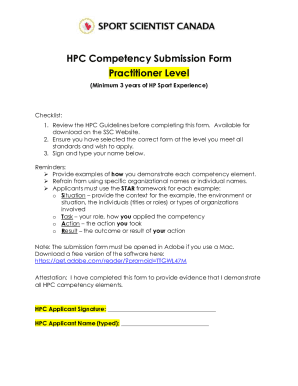 Fillable Online HPC Competency Submission Form Practitioner Level Fax ...