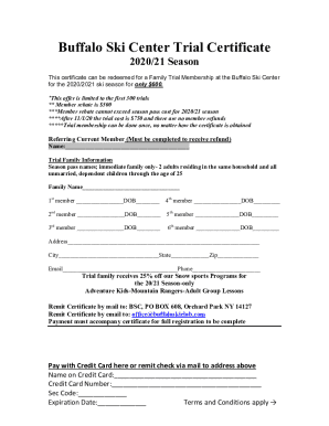 Fillable Online FB Trial Certificate 1718Buffalo Ski Center Fax Email ...