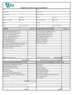 Fillable Online Personal Financial Statement Worksheet - First Merchants Bank Fax Email Print ...