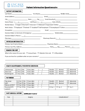 Fillable Online Get the free PATIENT INFORMATION FORM SECTION 1 ... Fax ...