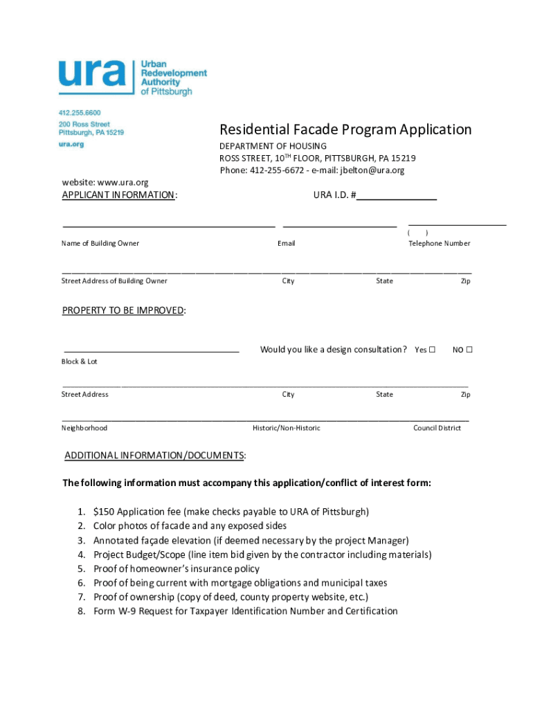 Fillable Online Residential Facade Program Application Fax Email Print - pdfFiller