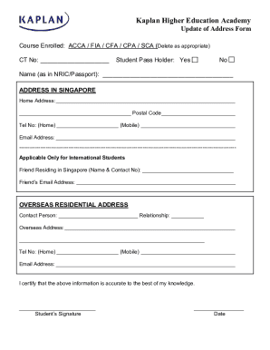 Fillable Online Kaplan Higher Education Academy - Kaplan Singapore Fax Email Print - pdfFiller