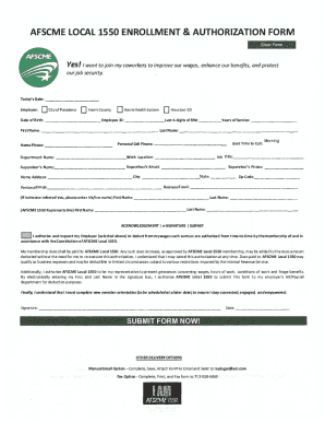 Fillable Online AFSCME LOCAL 1550 ENROLLMENT & AUTHORIZATION FORM Fax ...