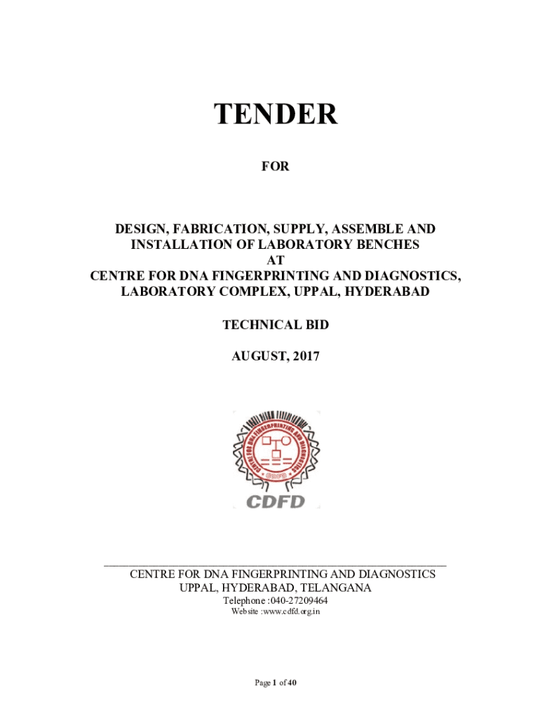 Fillable Online Draft tender for lab benches Fax Email Print - pdfFiller