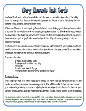 Fillable Online Task cards, Story elements, Characters setting problem ...
