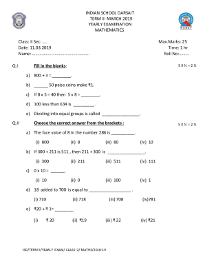 Fillable Online Class: II Sec: . Max.Marks: 25 Date: 11.03.2019 Time ...