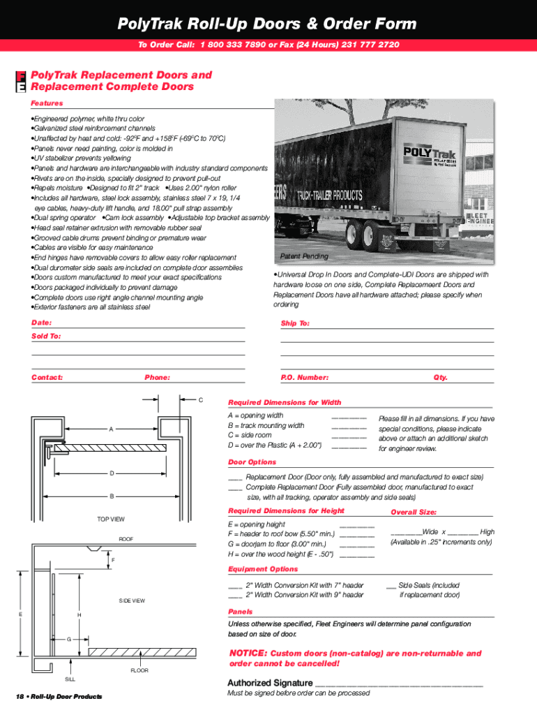Fillable Online Roll Up Sheet Doors (Multiple Sizes & Colours) Fax Email Print - pdfFiller