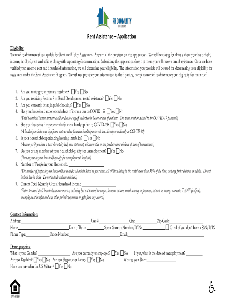 Fillable Online Application - Rent Assistance - Fresno Rental Help Fax ...