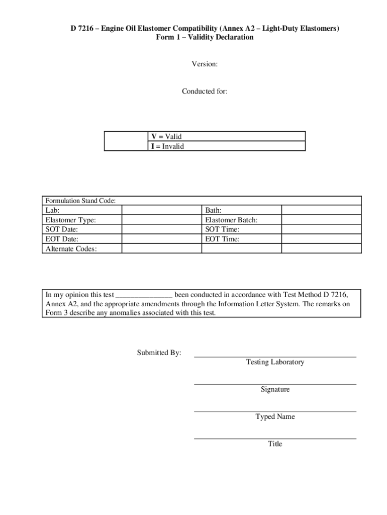 Fillable Online D xxxxEngine Oil Elastomer Compatibility Form 1 Fax ...
