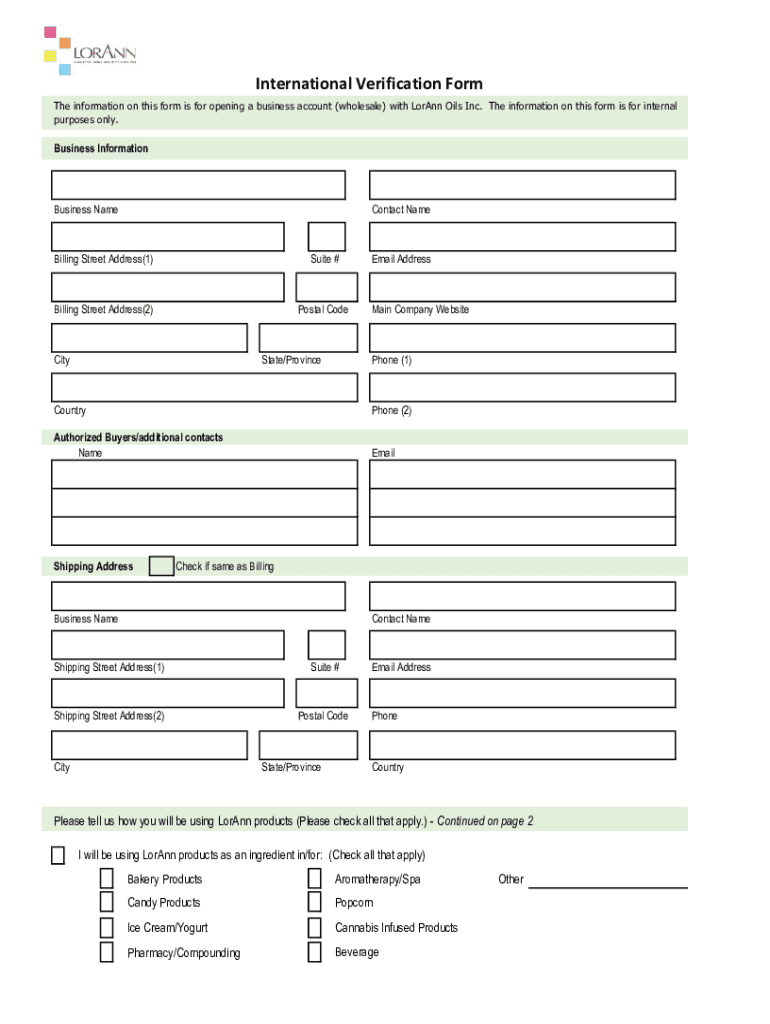 Fillable Online Business Verification Form - Fill Online, Printable ...