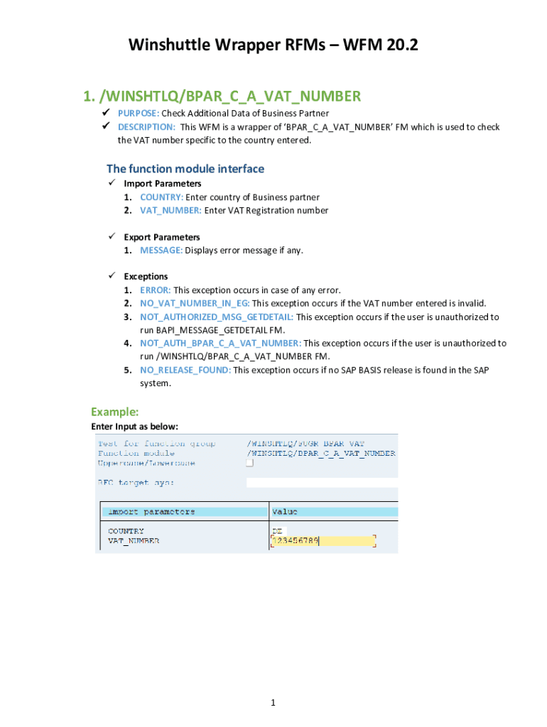 Fillable Online Winshuttle Function Module (WFM) 20.2 Supports SAP S ... Fax Email Print - pdfFiller