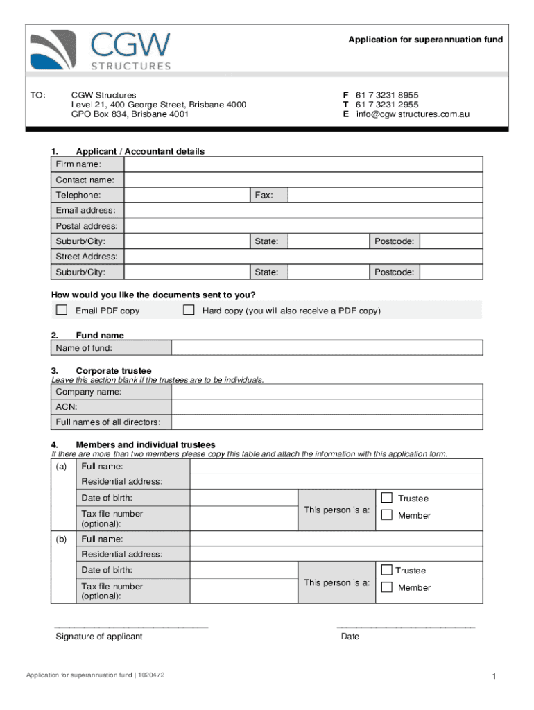 Fillable Online Application for superannuation fund deed update or ...
