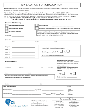 Fillable Online APPLICATION FOR GRADUATION - UCN.ca Fax Email Print ...