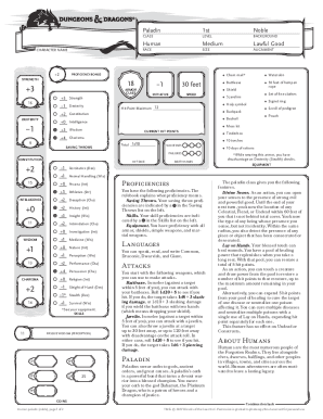 Fillable Online Character sheet for zachs party 1 - RACE CLASS & Fax Email Print - pdfFiller