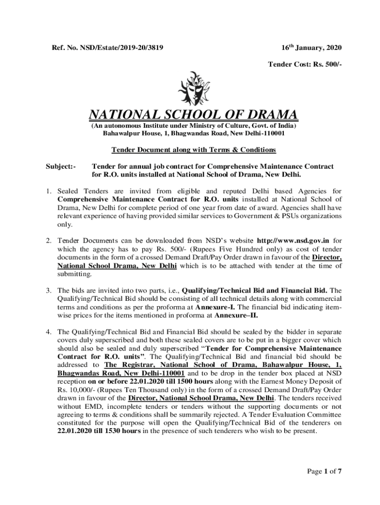 Fillable Online nsd gov National School of Drama (NSD) - Ministry of ...