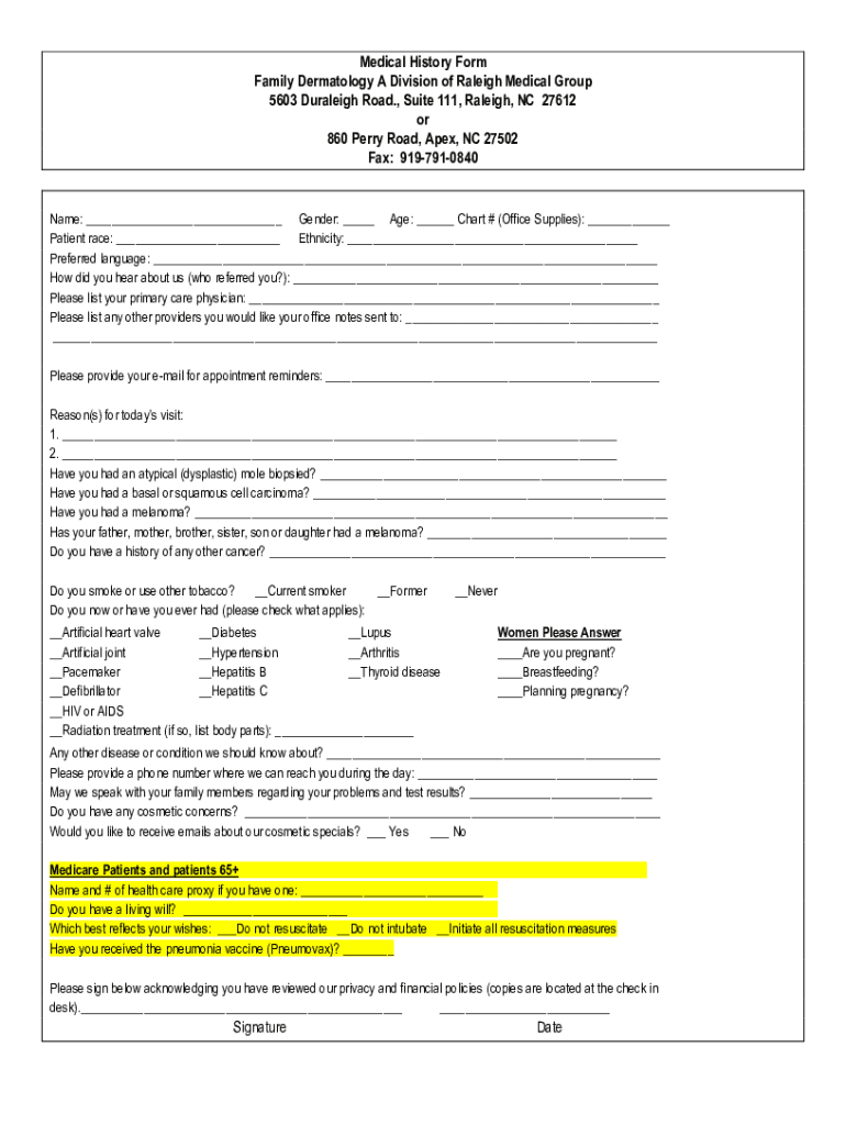 Fillable Online Patient FormsRaleigh Medical Group Fax Email Print ...
