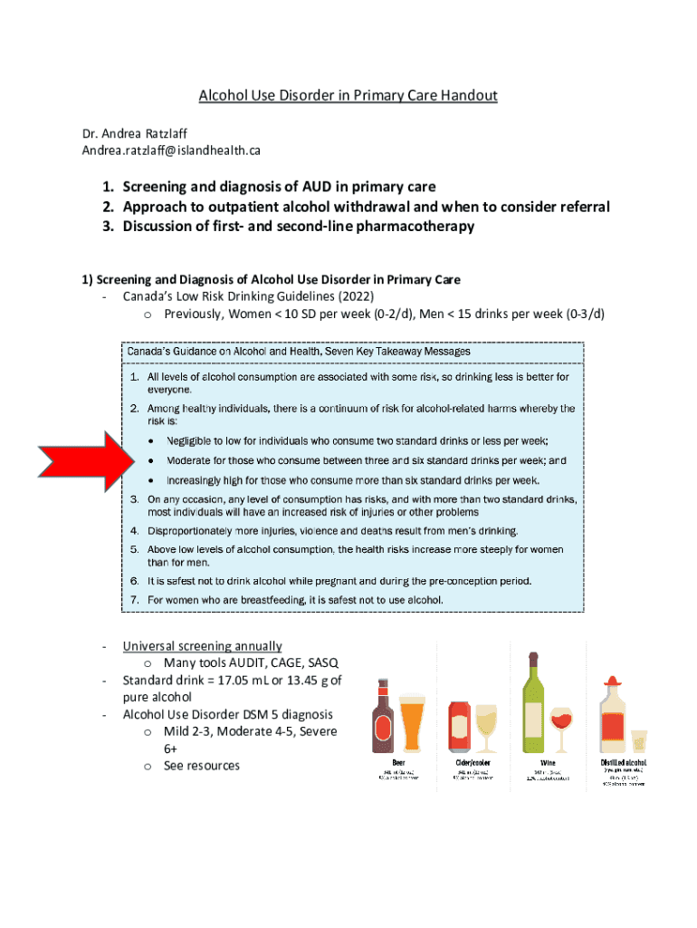 Fillable Online Alcohol Use Disorder in Primary Care Handout Fax Email ...