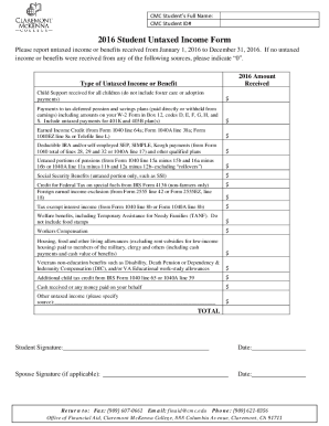 Fillable Online Student Untaxed Income Form. Student Untaxed Income ...