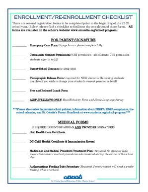 Fillable Online Use the Checklist to Verify Registration and Re-Enrollment ... Fax Email Print ...