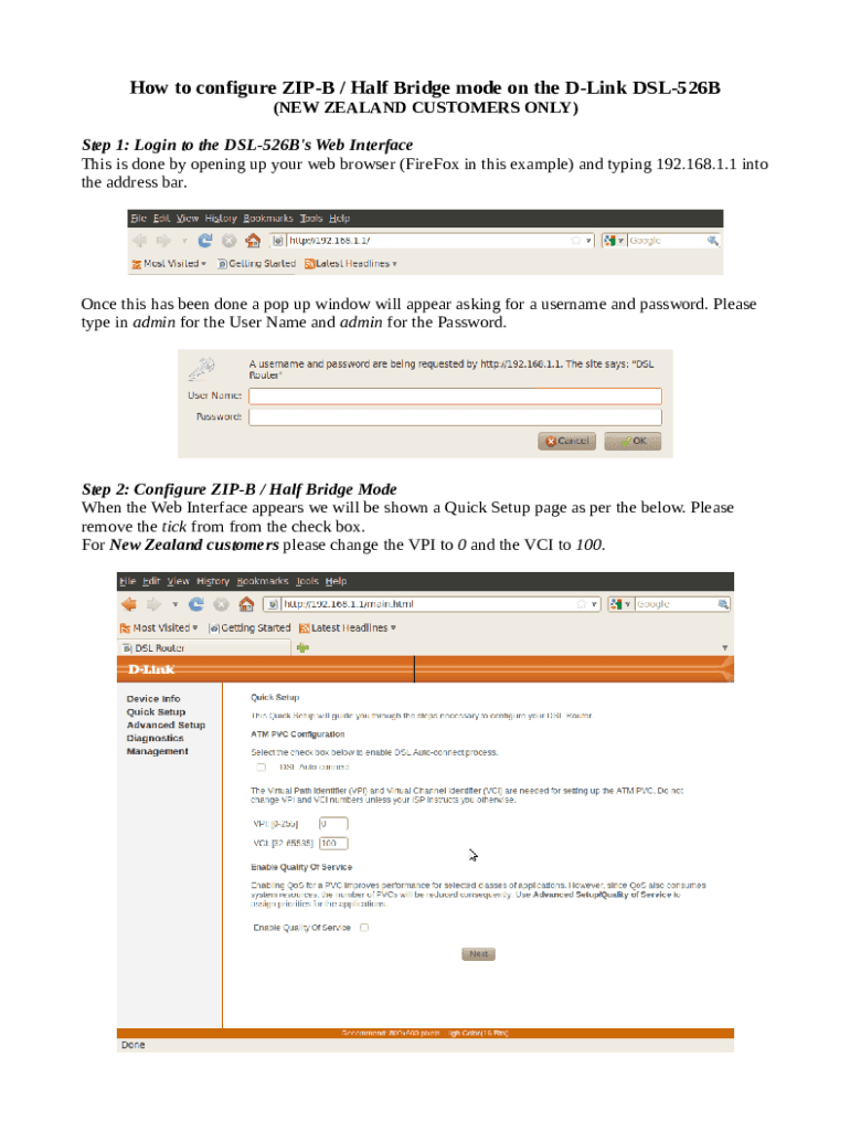 Fillable Online How to setup DSL 320B revision Z1 in bridge mode - D ...