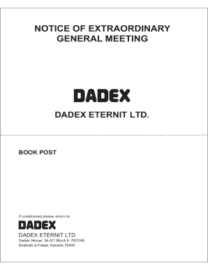 Fillable Online Dadex Eternit : Approval of Extension in Time for ...