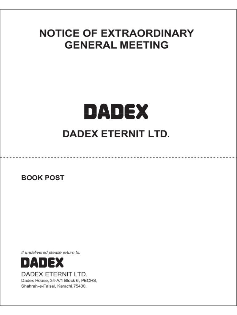 Fillable Online Dadex Eternit : Approval of Extension in Time for ...