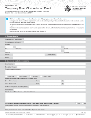 Fillable Online Application for Event Road Closure Order Fax Email ...