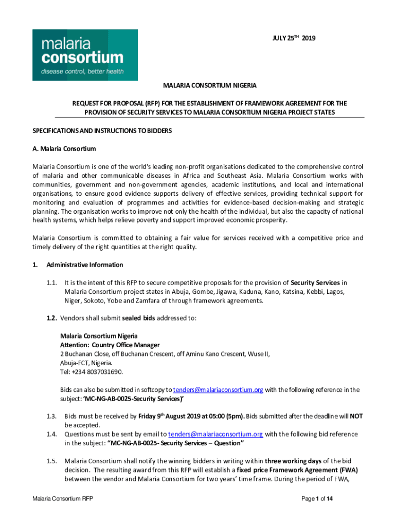 Fillable Online Request for Proposal (RFP) at Malaria Consortium ...